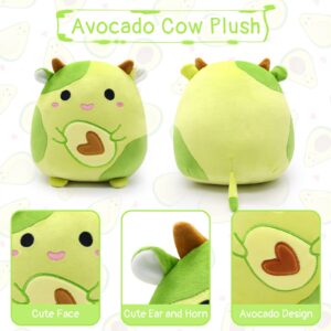 LSYDCARM Avocado Cow Plush Pillow Toy, 8Inch Adorable Cow Stuffed Animals Soft Cow Plushie Toys, Avocado Pillow Kawaii Cow Stuff Home Decoration Christmas Birthady Gift for Kids Boys Girls