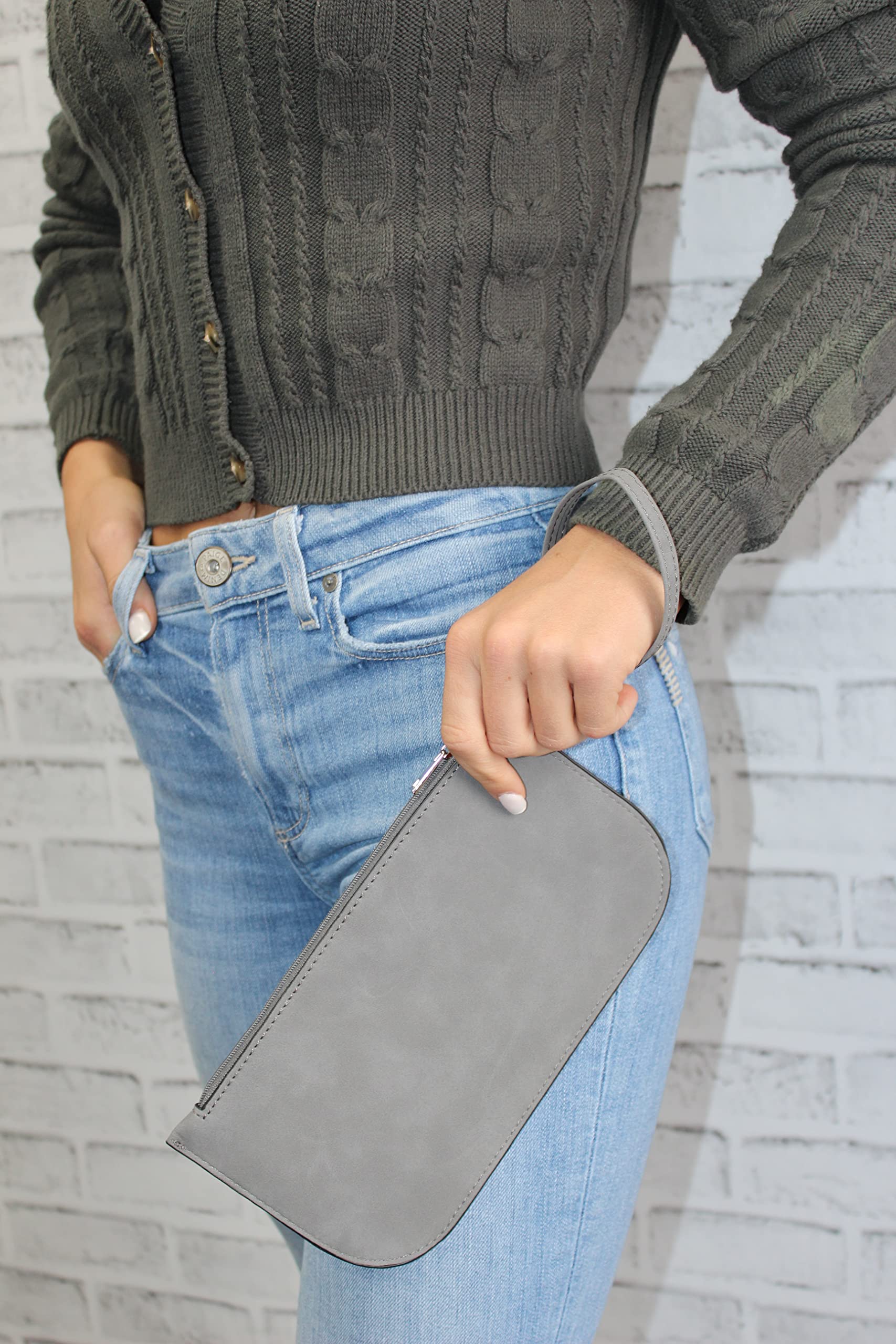 Faux Suede Wristlet Gray-Perfect match to Taylor Tote