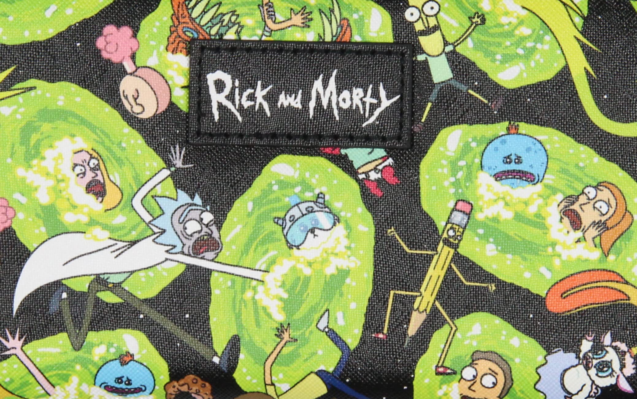 Rick and Morty Wallet Portals and Characters Faux Saffiano Zip Closure Wallet