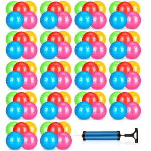 90 pcs knobby balls bulk, 4.72 inch soft bouncy balls sensory balls small inflatable ball spiky massage stress balls plastic balls with pump for toddler kids indoor outdoor fidget toys party favors