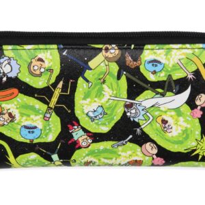 Rick and Morty Wallet Portals and Characters Faux Saffiano Zip Closure Wallet