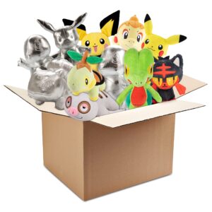 pokemon 8" mystery blind box 3-pack plush - receive 3 assorted random styles including limited edition silver pokemon - officially licensed - surprise stuffed animal toy - gift for kids, boys, girls