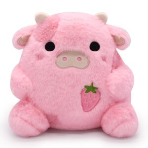 lmtgldt strawberry cow plushie pillow cow stuffed animal toys, cute strawberry cow plush home decorations, soft stuffed cow doll lovely gifts for kids