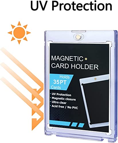 50ct Magnetic Card Holder 35pt, Card case Holder for Trading Cards，Card Protectors Hard Plastic, Card Sleeves Display case for Baseball Card Sports Cards