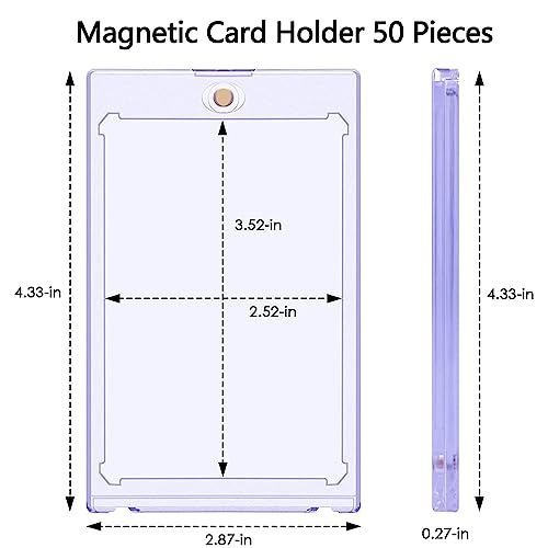 50ct Magnetic Card Holder 35pt, Card case Holder for Trading Cards，Card Protectors Hard Plastic, Card Sleeves Display case for Baseball Card Sports Cards