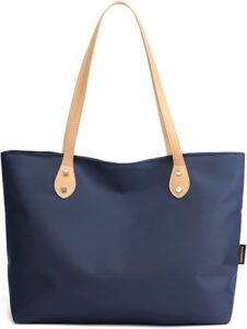 large tote bag for women, waterproof nylon tote bag, lightweight handbags shoulder bags,work,shopping daily use (navy)