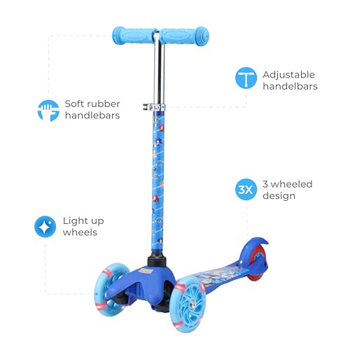 Sonic The Hedgehog Self Balancing Kick Scooter with Light Up Wheels, Extra Wide Deck, 3 Wheel Platform, Foot Activated Brake, 75 lbs Limit, Kids & Toddlers Girls or Boys, for Ages 3 and Up