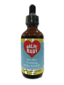 bye-bye teething, hello sleep! natural & organic baby teething relief & calming tincture | soothes inflamed gums, irritability & pain – encourages sleep | glass bottle (apple cider vinegar)