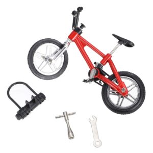 lioobo metal finger bike: mini mountain bike, finger toys game, finger bmx set, diy decoration for birthday christmas halloween 1set red