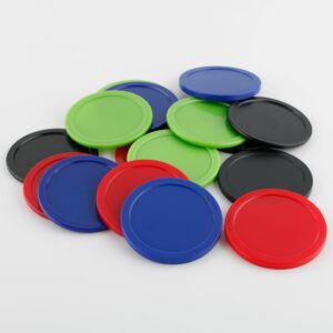 BQSPT 16 Pieces Air Hockey Pucks 2.5 Inch 64mm Heavy Replacement Pucks Air Hockey Tables Pucks Multicolor for Game Tables Equipment Accessories(8 Thick 12 Grams and 8 Thin 7 Grams)