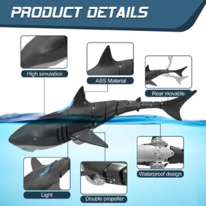 wakeInsa 2.4G Remote Control Shark,Kids Shark Toy,RC Boats,Submarine,Pool Toy for Kids,Water Toy,Christmas and Birthday Gift for Boys and Girls