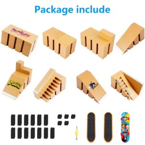 Fingerboard Skate Park Kit,Skateboard Finger Toys with 3 Finger Skateboards & 8 Skatepark Deck Ramp for Boys or Girls Gift, Mini Finger Board Skate Training for Kids Ages 5 and up