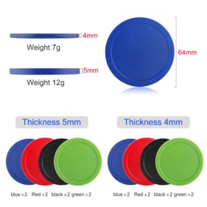 BQSPT 16 Pieces Air Hockey Pucks 2.5 Inch 64mm Heavy Replacement Pucks Air Hockey Tables Pucks Multicolor for Game Tables Equipment Accessories(8 Thick 12 Grams and 8 Thin 7 Grams)