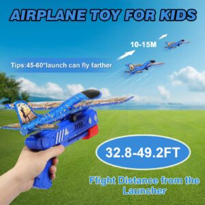 Elctbras 3 Pack Airplane Launcher Toy, Foam Glider Planes for Kids with 2 Flight Mode, Catapult Plane Toys with 3 DIY Stickers, Outdoor Sport Flying Toys for 4 5 6 7 8 9 10 Year Old