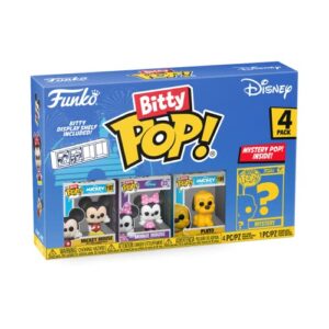 funko bitty pop! disney mini collectible toys 4-pack - mickey mouse, minnie mouse, pluto & mystery chase figure (styles may vary)