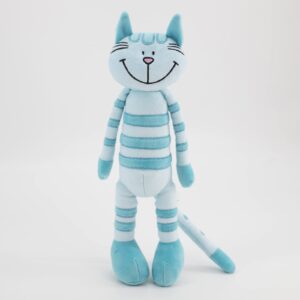 mr vivicare 14" blue stripe standing cat stuffed animals for girls and boys,turquoise stuffed cat plush toys for kids and newborn baby,great birthday, machine washable