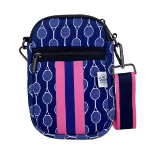 queen of the court tennis bag crossbody, pickleball bag crossbody for women (tennis navy/white)