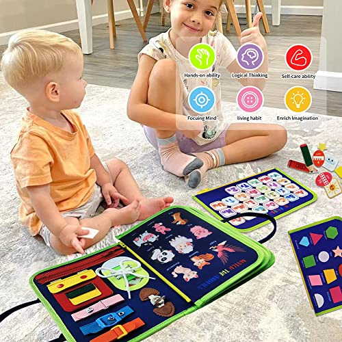 TenFans Busy Board - Montessori Toys for 3 4 5 Years Old - Sensory Toys for Autism - Toddler Toys Gift for Boys & Girls Learning Fine Motor Skills