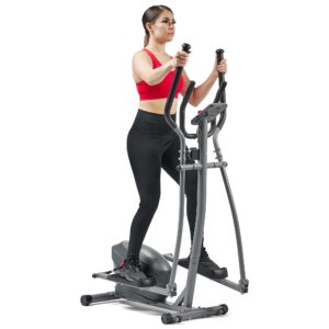 sunny health & fitness performance compact elliptical machine with 8-level adjustable resistance, pulse sensor & exclusive sunnyfit app enhanced bluetooth connectivity - sf-e320033