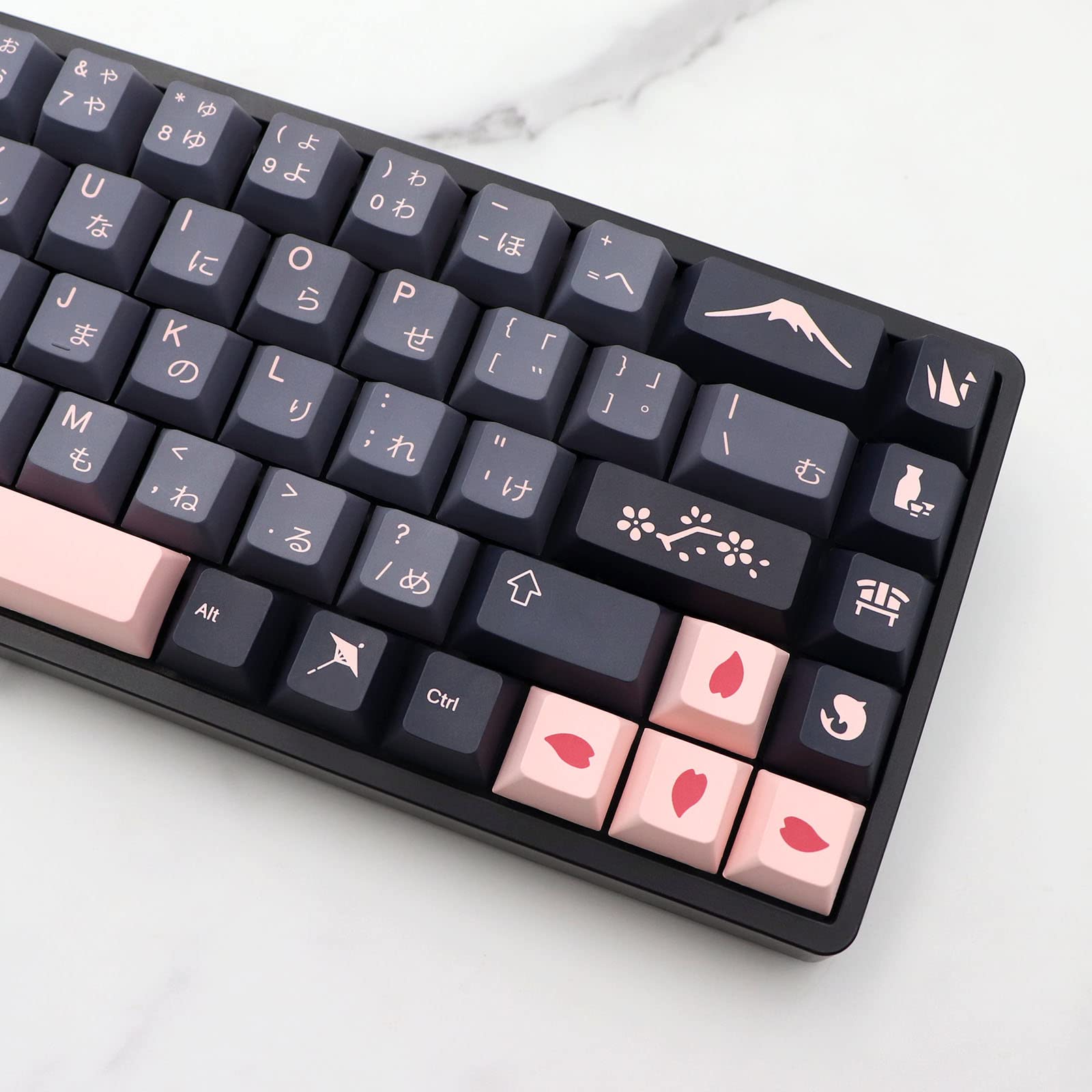 JSJT Night Cherry Keycaps 148 Keys Japanese Keycaps PBT Dye Sublimation Keycap Set Cherry Profile Keycaps for Cherry MX Switches G610 K70 Mechanical Gaming Keyboard