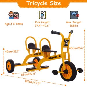 Kids Tricycle for Riders Ages 3+,Preschool Daycare Playground Kids Tricycle with Passenger Seat,Big Kids Tandem Trike with Inflation-Free Rubber Wheels,Kids Outdoor Play Equipment