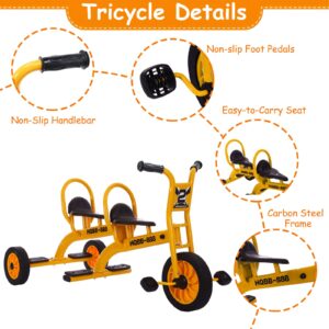 Kids Tricycle for Riders Ages 3+,Preschool Daycare Playground Kids Tricycle with Passenger Seat,Big Kids Tandem Trike with Inflation-Free Rubber Wheels,Kids Outdoor Play Equipment