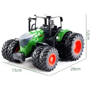 PERKPUTOE Tractor Toy, 1/24 Scale Toy Tractor 8-Wheels Farm Skid Tractor Truck Car 8 Free-Wheels Toy for Kid Age 3+ Christmas Birthday Gift