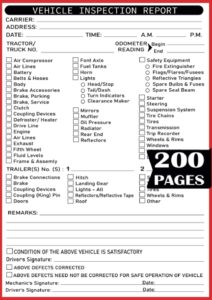 driver vehicle inspection report book: vehicle's daily inspection checklist log book for drivers and truckers, 200 single sided sheets, easy tear-out