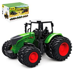 perkputoe tractor toy, 1/24 scale toy tractor 8-wheels farm skid tractor truck car 8 free-wheels toy for kid age 3+ christmas birthday gift