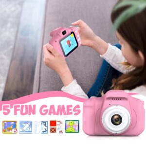 DITUPAN Kids Selfie Camera Toys for 3 4 5 6 7 8 9 10 11 12 Year Old Girls，Christmas Birthday Festival Gift for Kids Camera for Kids Upgrade Digital Camera with 32GB SD Card