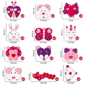 WATINC WT-Valentine Felt Heart Animal-24p