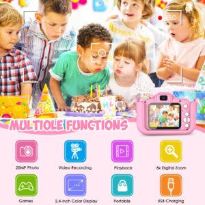 DITUPAN Kids Selfie Camera Toys for 3 4 5 6 7 8 9 10 11 12 Year Old Girls，Christmas Birthday Festival Gift for Kids Camera for Kids Upgrade Digital Camera with 32GB SD Card