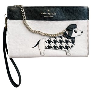 kate spade dachshund houndstooth claude fetch wristlet bag clutch purse