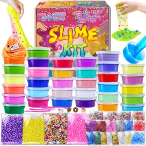 ESSENSON Slime Kit for Girls Boys, DIY Slime Kit Gifts for 6 7 8 9 10+ Year Old, Jumbo Slime Party Favors Gift, Crystal Slime Making Kit for Girls 10-12, Kids Art Craft Kit