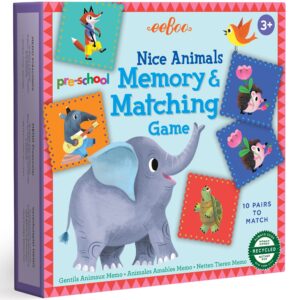 eeboo nice animals preschool memory and matching game/ages 3+