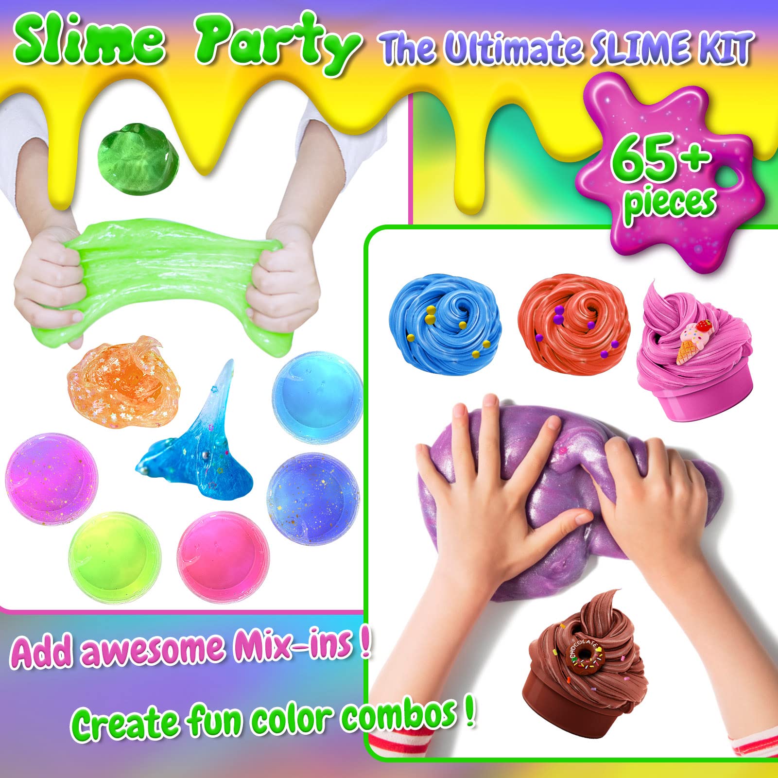 ESSENSON Slime Kit for Girls Boys, DIY Slime Kit Gifts for 6 7 8 9 10+ Year Old, Jumbo Slime Party Favors Gift, Crystal Slime Making Kit for Girls 10-12, Kids Art Craft Kit