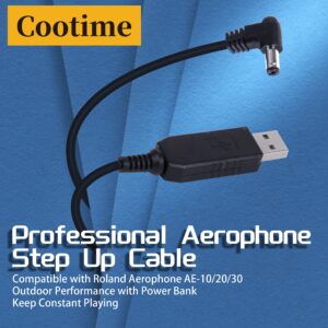 Cootime Professional Step Up Cable Power Supply Cable for Roland Aerophone AE-10/20/30, USB 2.0 A Type Male Input 5V to DC 5.5x2.1mm Male Output 6V (Fixed Output 6V, 2.62FT/0.8M/Black)