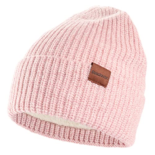 BESSTEVEN Beanie Women Soft Winter Hat: Warm Slouchy Cute Pink Beanies with Thick Lining Double Layer Running Cycling Skiing Camping Stocking Cap for Mom Teen Girls