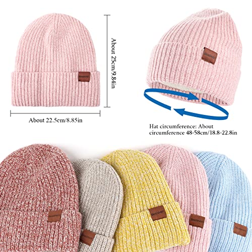 BESSTEVEN Beanie Women Soft Winter Hat: Warm Slouchy Cute Pink Beanies with Thick Lining Double Layer Running Cycling Skiing Camping Stocking Cap for Mom Teen Girls