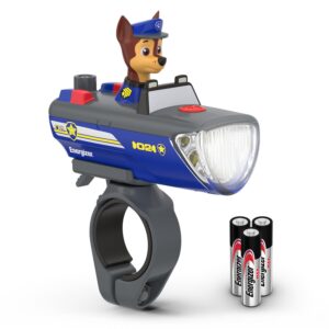 energizer paw patrol chase bike light, ideal for kid's bikes and scooters, paw patrol toy flashlight for boys and girls, use as a camping flashlight and outdoor light (batteries included)