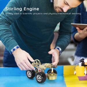 Gugxiom Hot Air Stirling Engine, Stirling Engine Kit, Toy Engine, Car Engineer Generator Model Science Experiment Physical Car Toy, Educational Toy for Teenagers Adults Learning