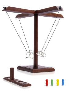 ring toss game for adults - hook and ring game string - 2 to 4 players, fast & easy string adjustment, instructions for easy assembly, sturdy design, special buyer bonuses - ring hook game