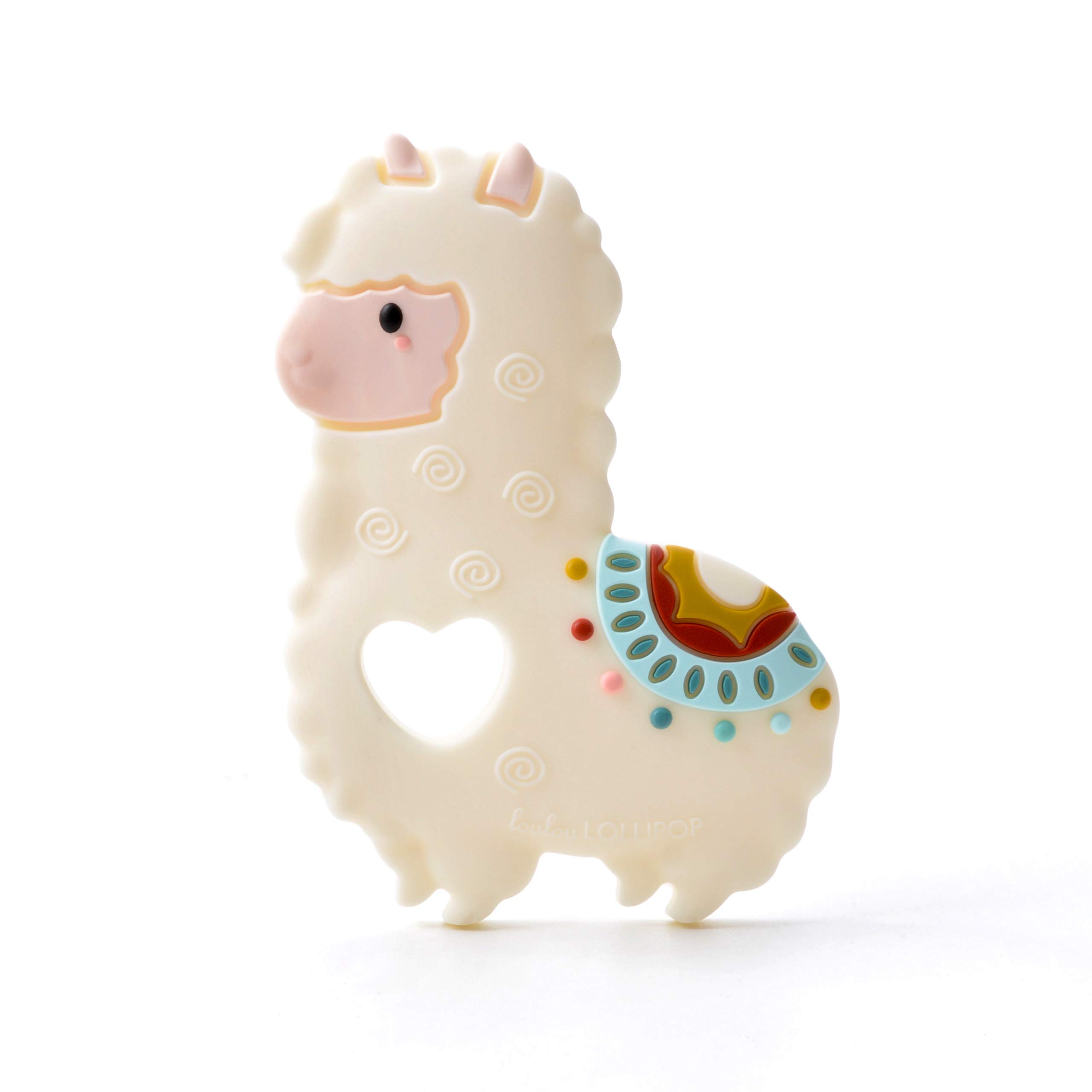 Loulou Lollipop Silicone Teether and Holder Clip Bundle Set - Llama/Sweetheart Multi