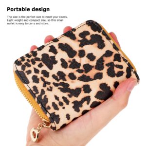 SHERCHPRY 2pcs Women Credit Cards Holder, PU Leather Cards Container, Cash Storage Pouch with Zipper, Credit Card Coin Wallet, Change Pouch for Women (Leopard Print and Zebra Print)