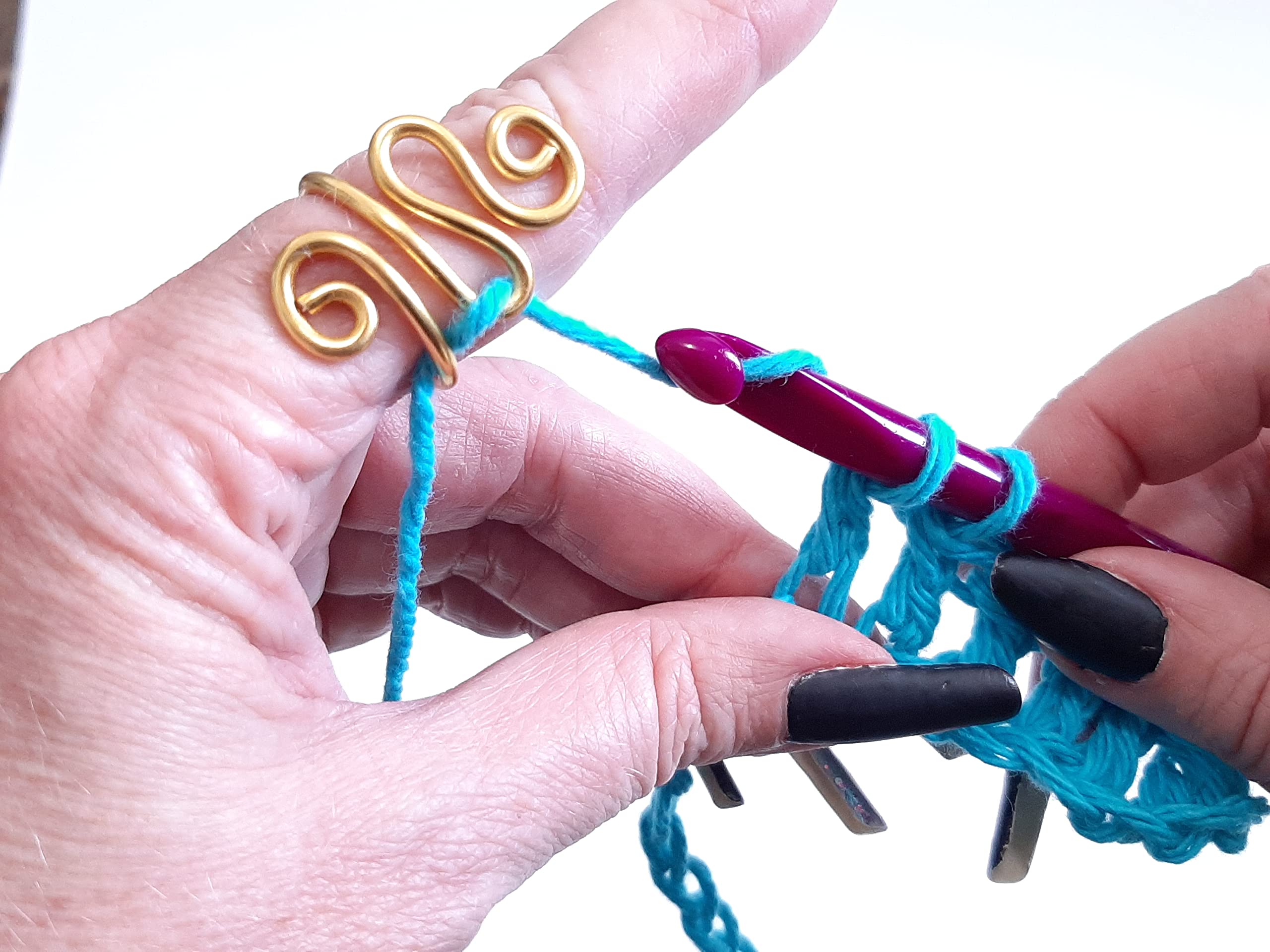 Handmade Crochet Tension Ring | ZigZag Wire Wrapped Knitting or Crochet Tool | Crochet Gifts and Accessories Active