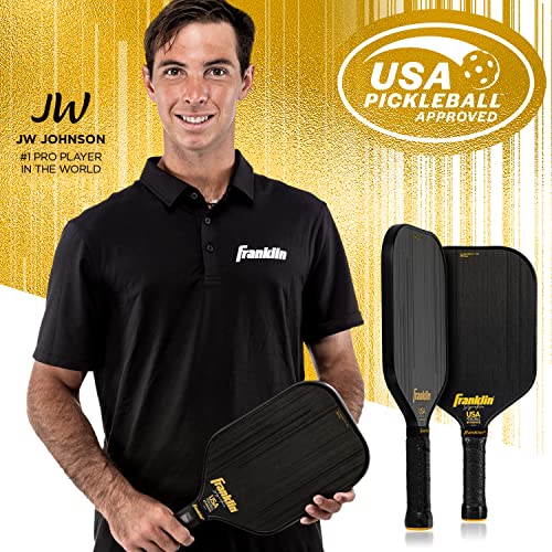 Franklin Sports Pro Pickleball Paddles - Signature Series Carbon Fiber Pickleball Paddle - USA Pickleball (USAPA) Approved Tournament Pickleball Paddle - 17mm Polypropylene Core Pro Racket - Black