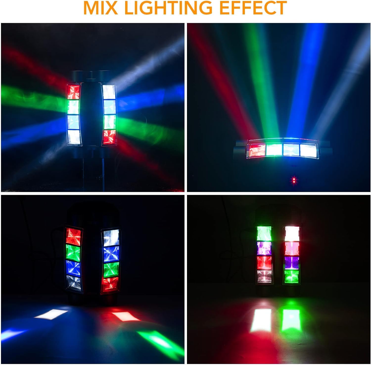 Spider Moving Head DJ Lights, Disco Party Stage Lights Indoor, Litake 8x10W RGBW Sound Activated DMX-512 Control Strobe Beam Lighting for Christmas Party Pub Festival Wedding Event Show, 2 Packs