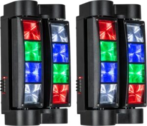 spider moving head dj lights, disco party stage lights indoor, litake 8x10w rgbw sound activated dmx-512 control strobe beam lighting for christmas party pub festival wedding event show, 2 packs