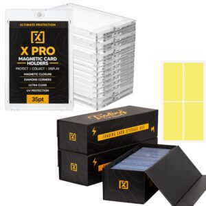 homexpro x pro - [ 1 pack ] trading card storage box + [ 15 pack ] magnetic card holders bundle