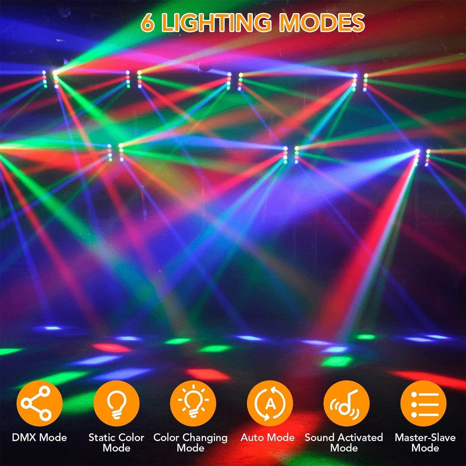 Spider Moving Head DJ Lights, Disco Party Stage Lights Indoor, Litake 8x10W RGBW Sound Activated DMX-512 Control Strobe Beam Lighting for Christmas Party Pub Festival Wedding Event Show, 2 Packs